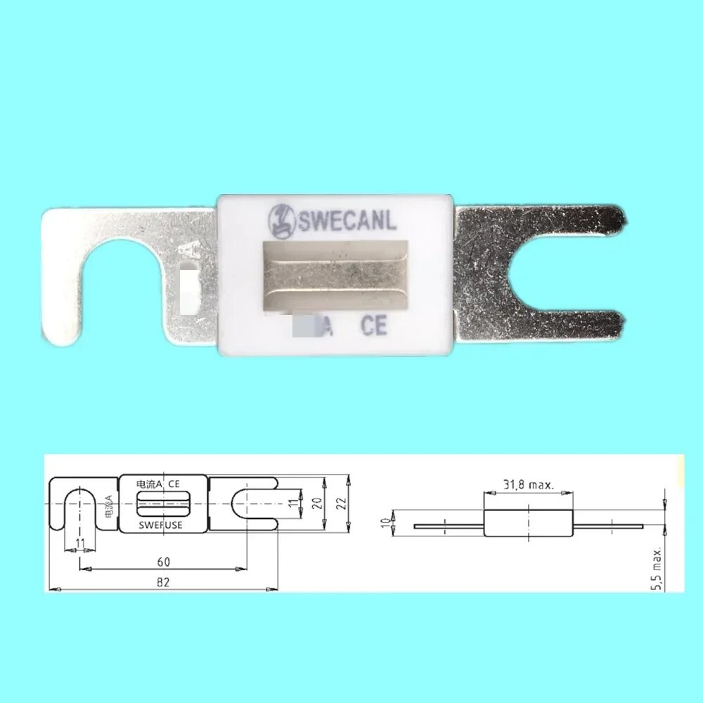 2 шт. керамический предохранитель для вилочного погрузчика 25A 35A 40A 50A 63A 80A 100A 125A 157 предохранитель, 100A