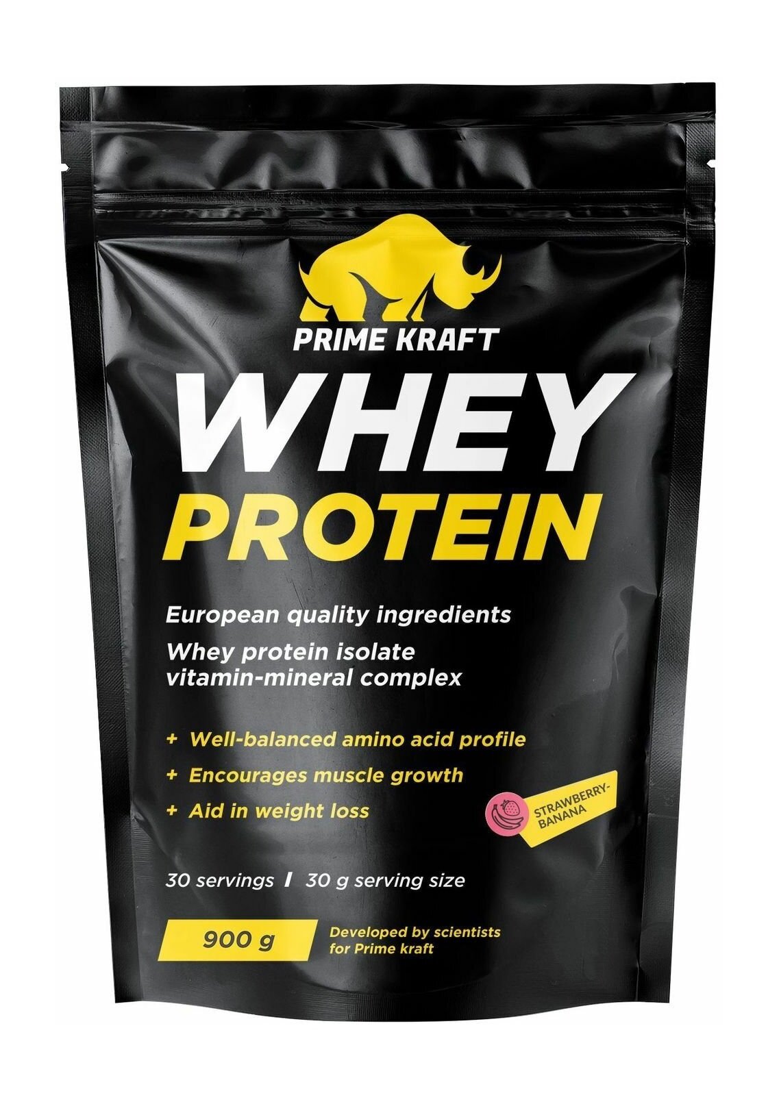 Протеин Prime Kraft Whey пак 900г Клубника Банан