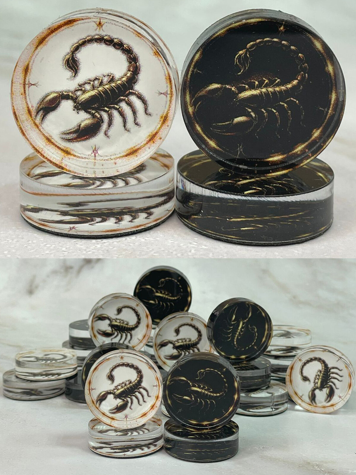 Фишки для нард "Огненный Скорпион", размер 27 мм, количество 30 шт, мешочек для хранения