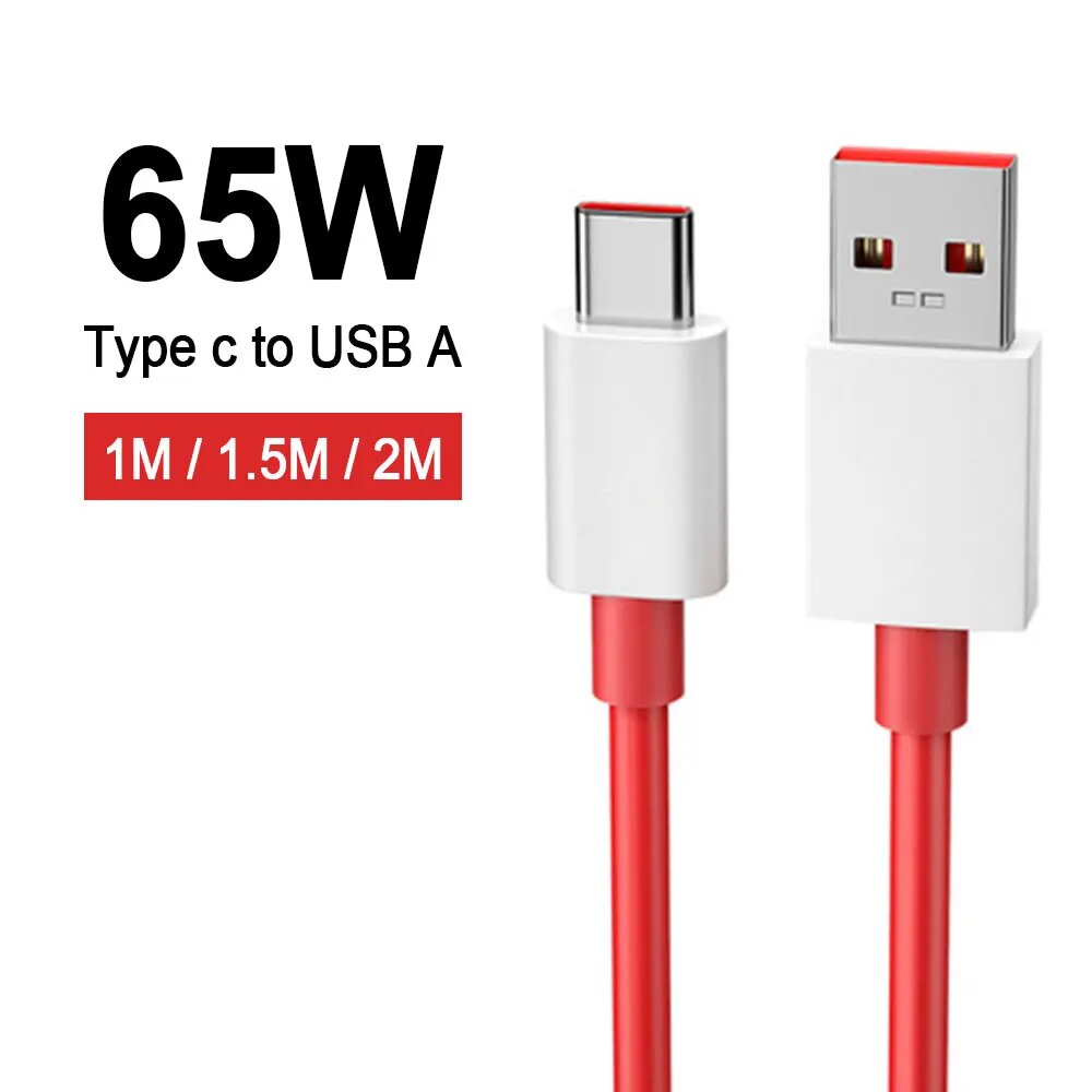 Для Oneplus Кабель типа C 65 Вт Кабель для быстрой зарядки USB A Провод для передачи данных Для One Plus 13 13T 11R Nord 3 CE 2 12 12R 10 Pro 10R 10T Ace 3 2 м, USB A to Type C