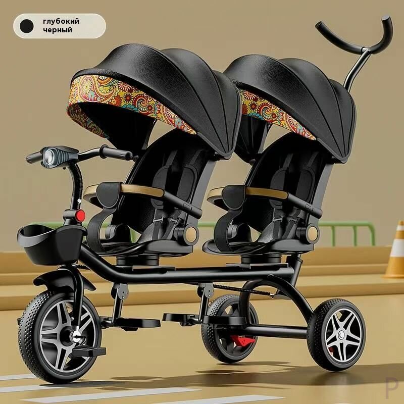 Складной тандем детский трехколесный велосипед от 1 до 6 лет двухместный велосипед передний и задний складной коляска