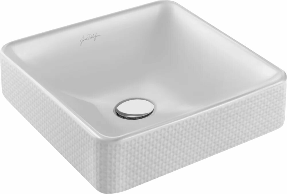 Накладная раковина Jacob Delafon Vox 40 фарфоровая, без отверстия под смеситель, со сливом-переливом, раковина для ванной, 40 см, квадратная, белая