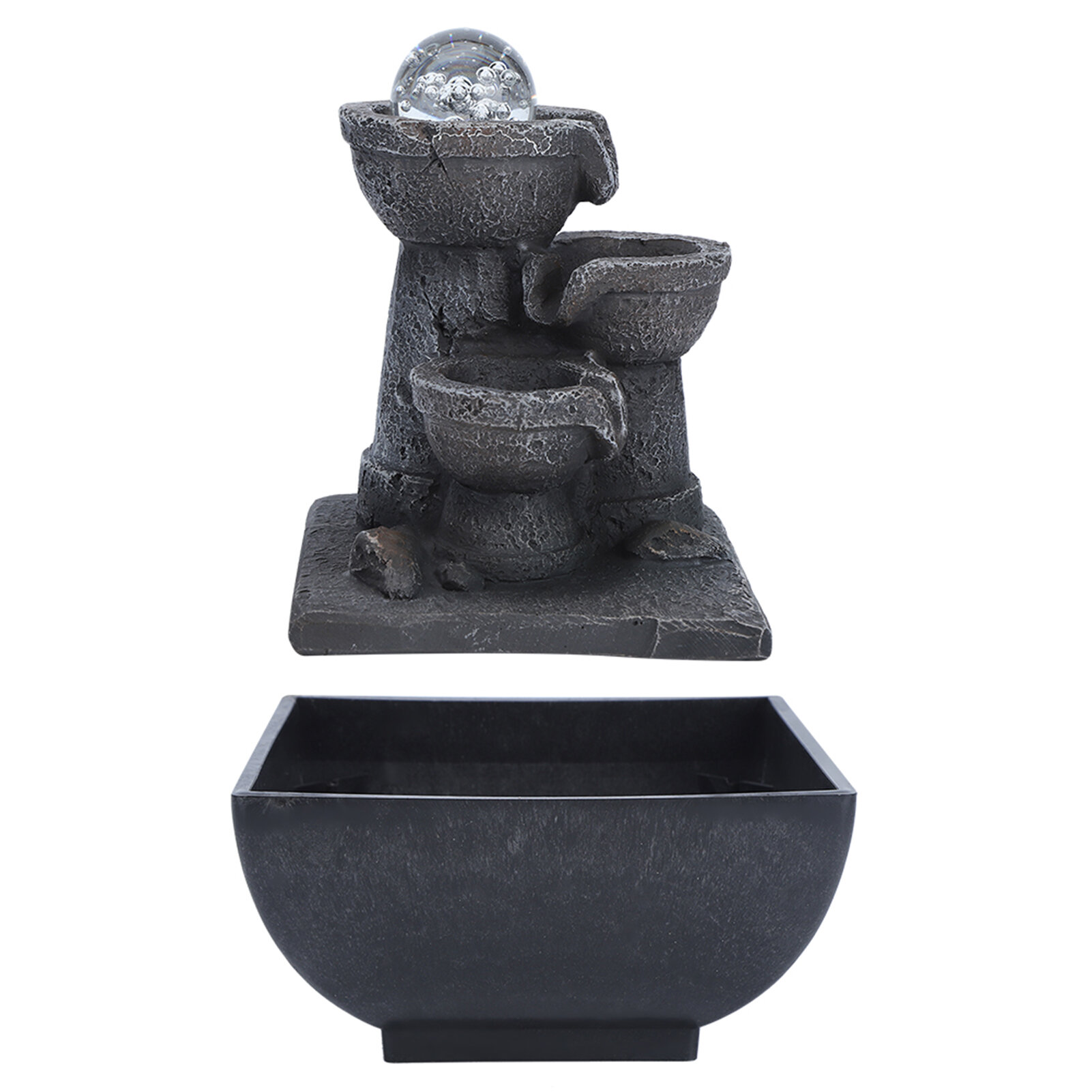 Настольные водопады со светодиодной подсветкой, проточные фонтаны с шаром для домашнего офиса, украшение в стиле фэн-шуй, вилка стандарта США 110 В