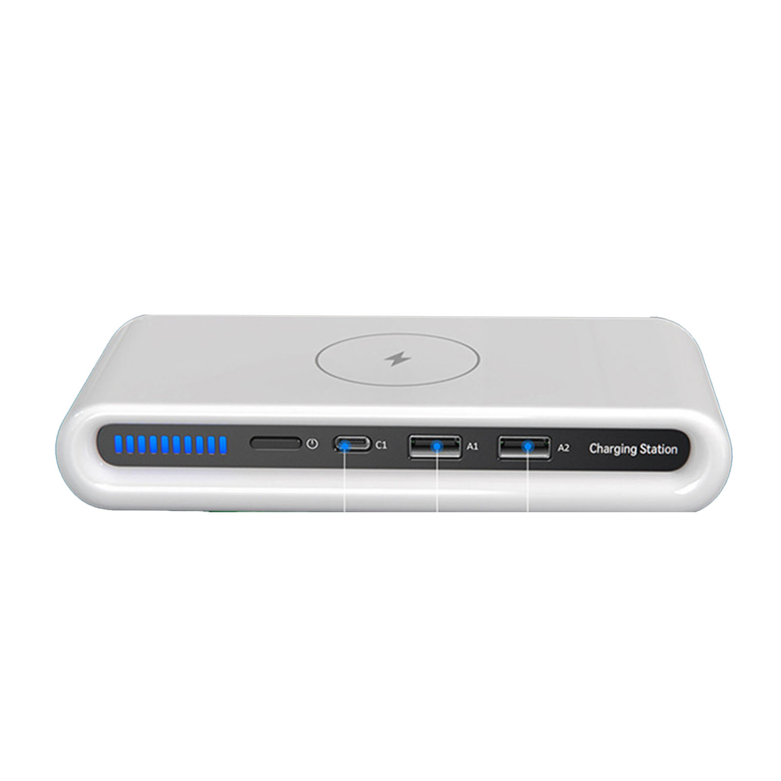Многопортовое беспроводное зарядное устройство Multi Protection Portable USB -зарядная станция с окружающим светом для дома Office N67 Multi -Port Wireless Charger (без заглушки)