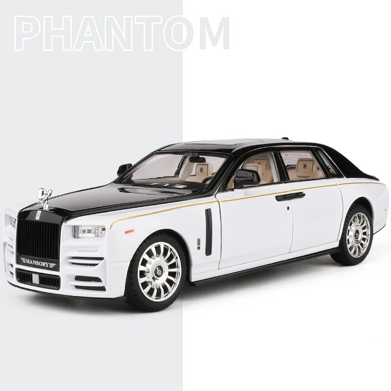 Модель автомобиля из сплава в масштабе 1:22 Rolls Royce Phantom, Литые и игрушечные автомобили, Коллекционная модель автомобиля из металла, имитация звусветильник света, детский подарок, Белый