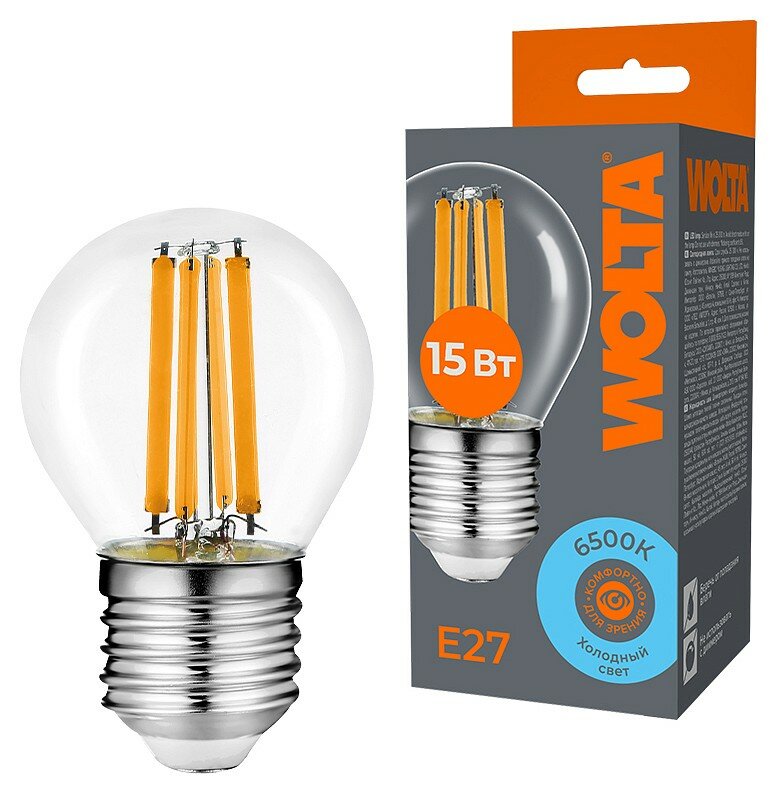 Лампа светодиодная Wolta E27 15Вт 6500K WF-G45-15W6KE27