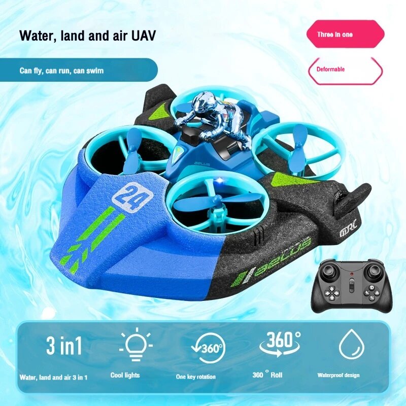 Радиоуправляемая машина, лодка, самолет 3 в 1 Синий, V24 Blue 3 in 1