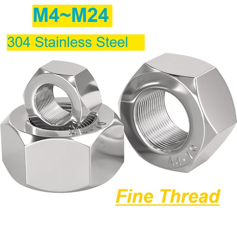 Шестигранные гайки из нержавеющей стали DIN934 M4-M24 M5x0.5mm-20pcs