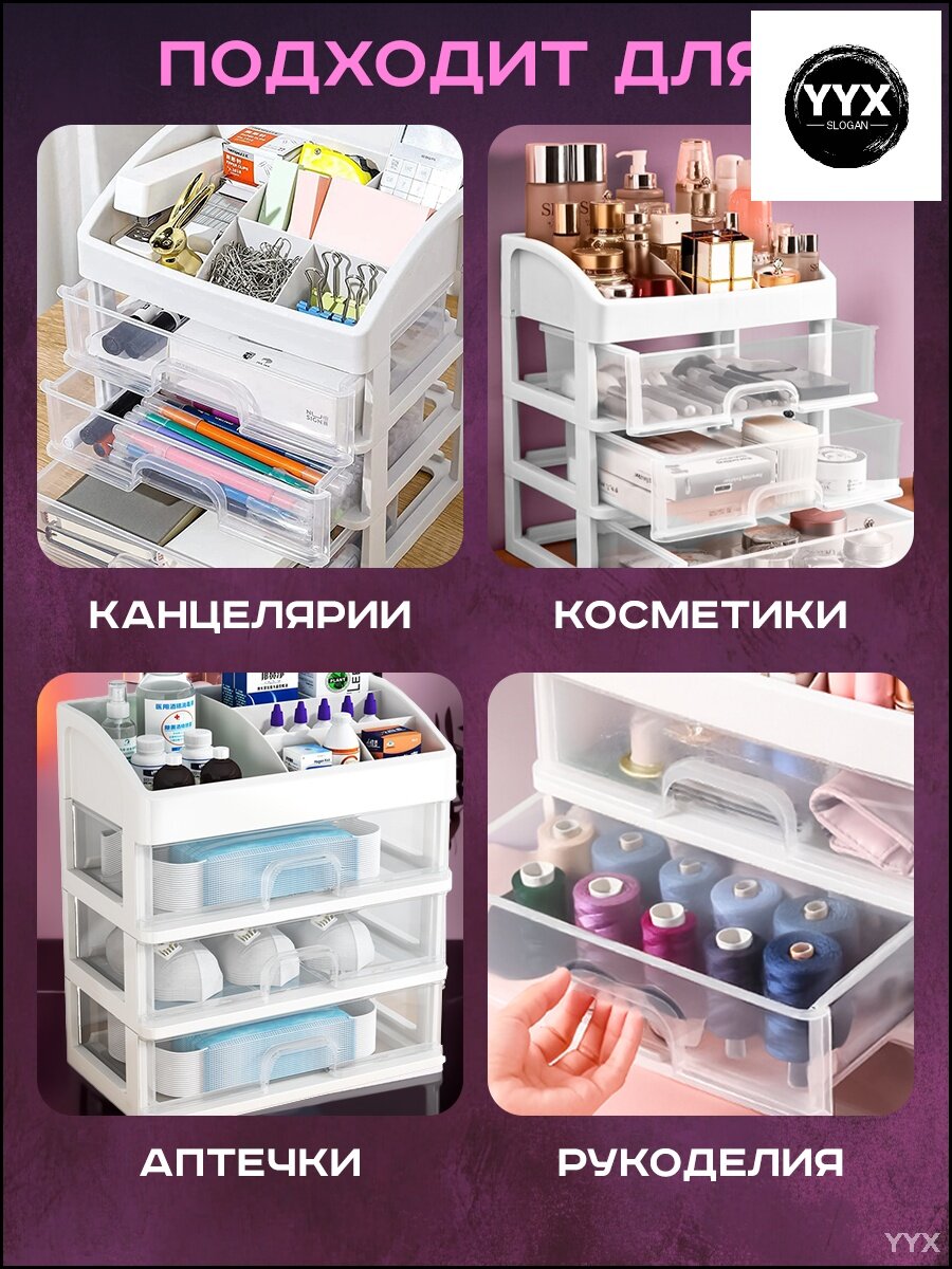 Органайзер для косметики большой WiMi, прозрачный, настольный, для канцелярии на стол