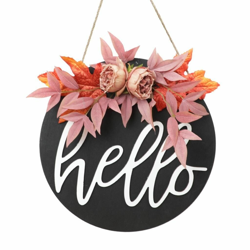 Рождество, Рождественские украшения круглые деревянные с надписью JR6076-01 цветы из кленового листа