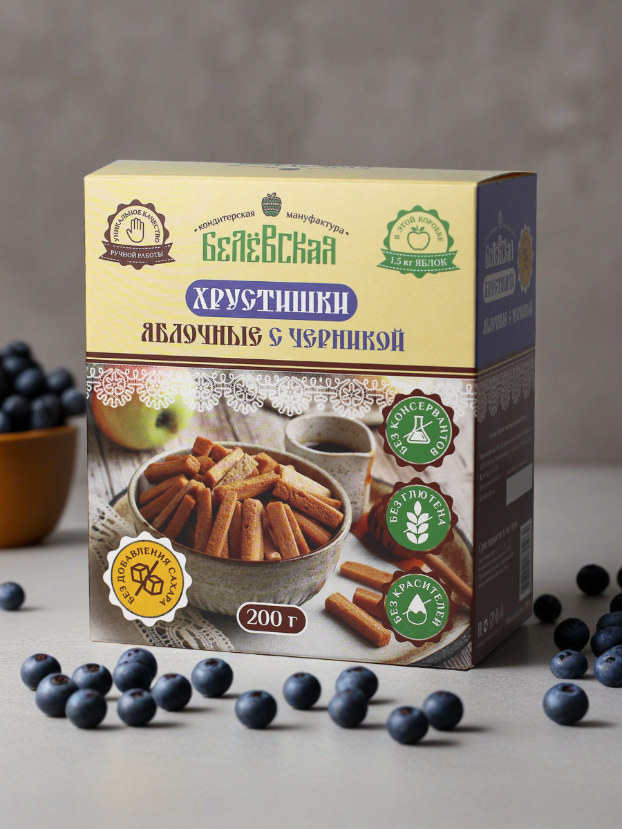 Сухарики Белёвской кондитерской мануфактуры, "Черника", без сахара