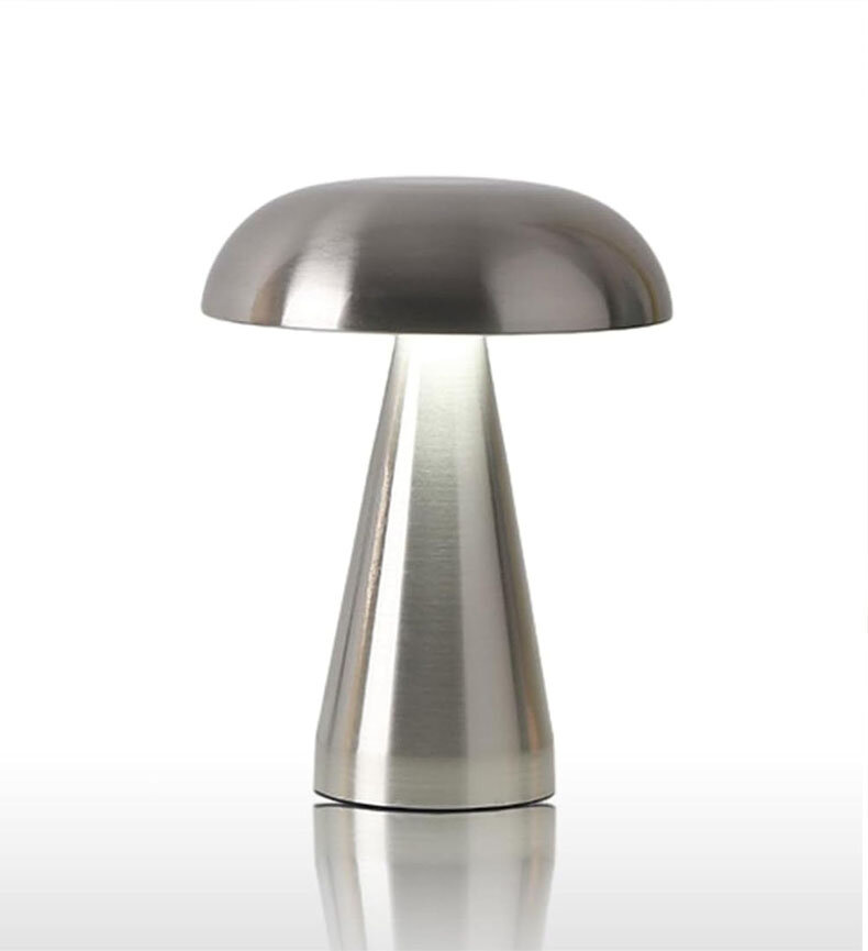 Лампа на стол Mushroom, портативная бесконтактная светодиодная настольная лампа USB, лампа для изголовья кровати Mushroom с 3-х цветной регулировкой яркости, металлическая золотая, размер 15 x 21 см, батарея 1800mAh, источник света LED, для спальни,