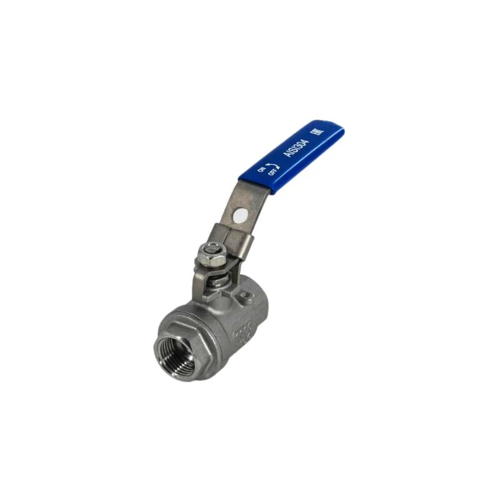 Кран шаровый муфтовый двусоставной NEWKEY (2PC) с фиксатором, нержавеющий, AISI304 DN15 (1/2"), (CF8), PN64 NK-BMLf15/4