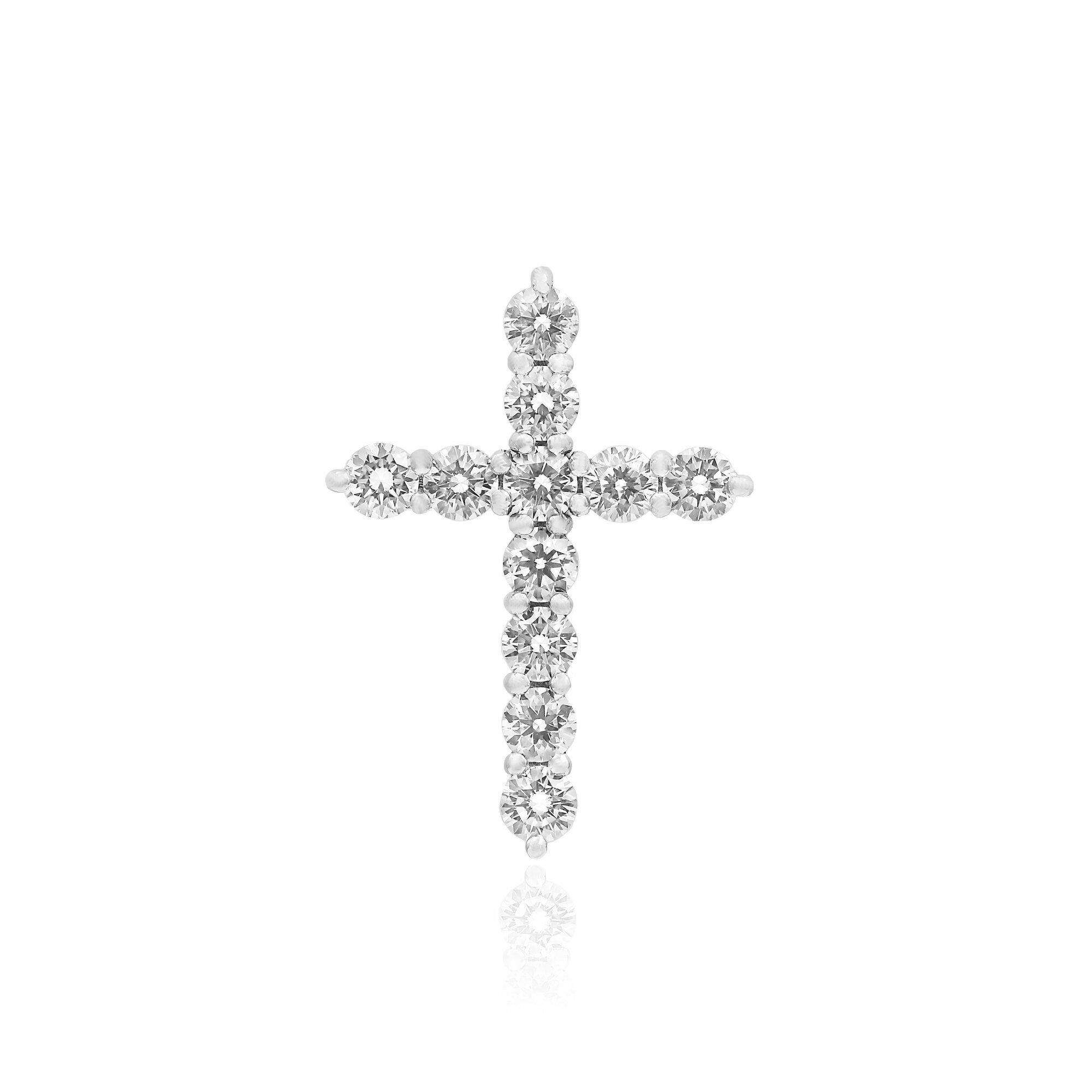 Крестик, белое золото, 750 проба, бриллиант