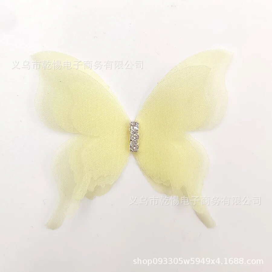 Набор аппликаций бабочек из органзы 10 шт. yellow