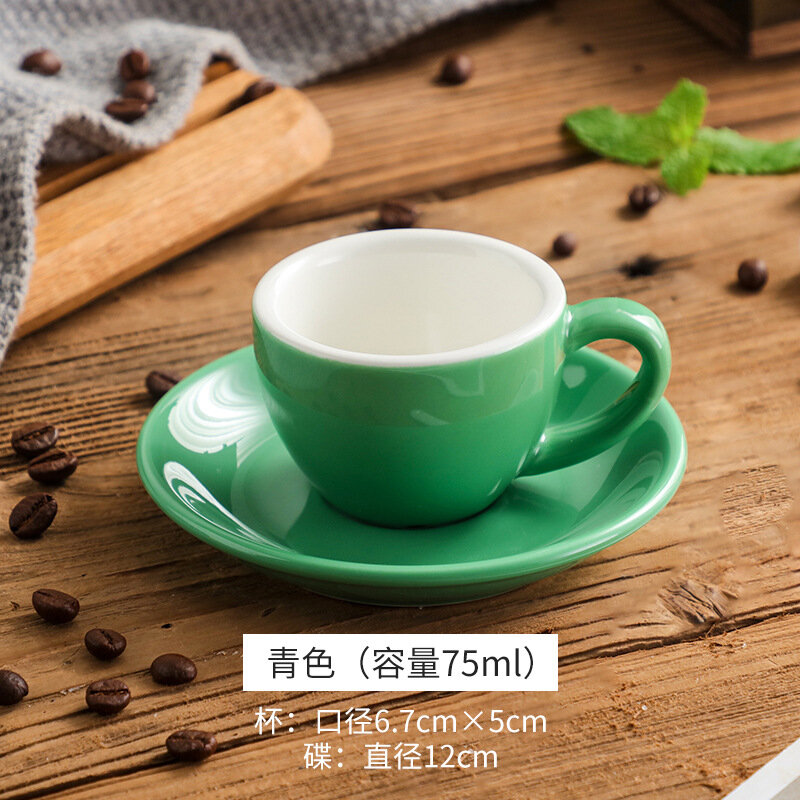 Красочный керамический набор чашек для эспрессо, кофейная чашка, американская, итальянская, европейская чашка для эспрессо, утолщенный стандартный золотой код, 75 мл
