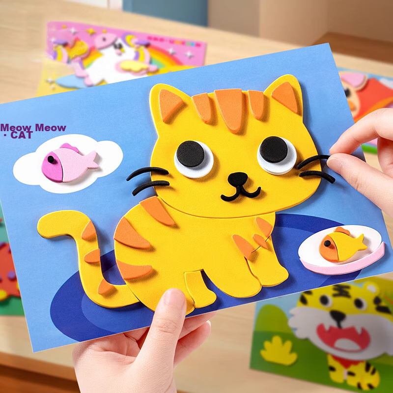 Aijiepu Children's 3D EVA Sticker Cartoon Handmade Craft Toy, Boys And Girls DIY Sticker Materials, Birthday Gift