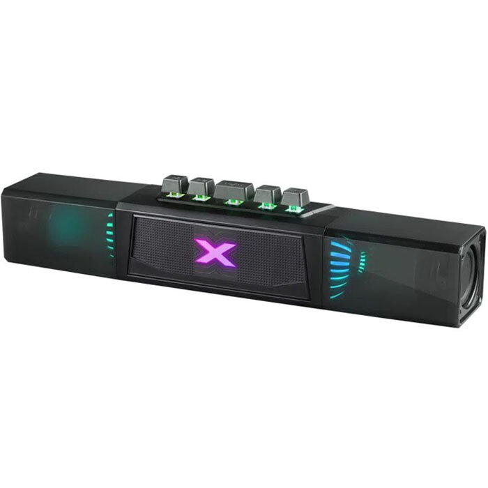 Саундбар Defender Xeno, 20 Вт, Bluetooth 5.4, подсветка, чёрный+прозрачный