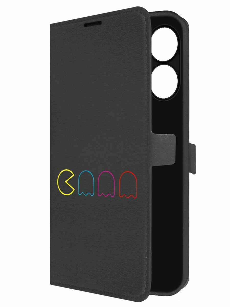 Чехол-книжка Krutoff Eco Book для Xiaomi Poco M6 4G Пакман (черный)