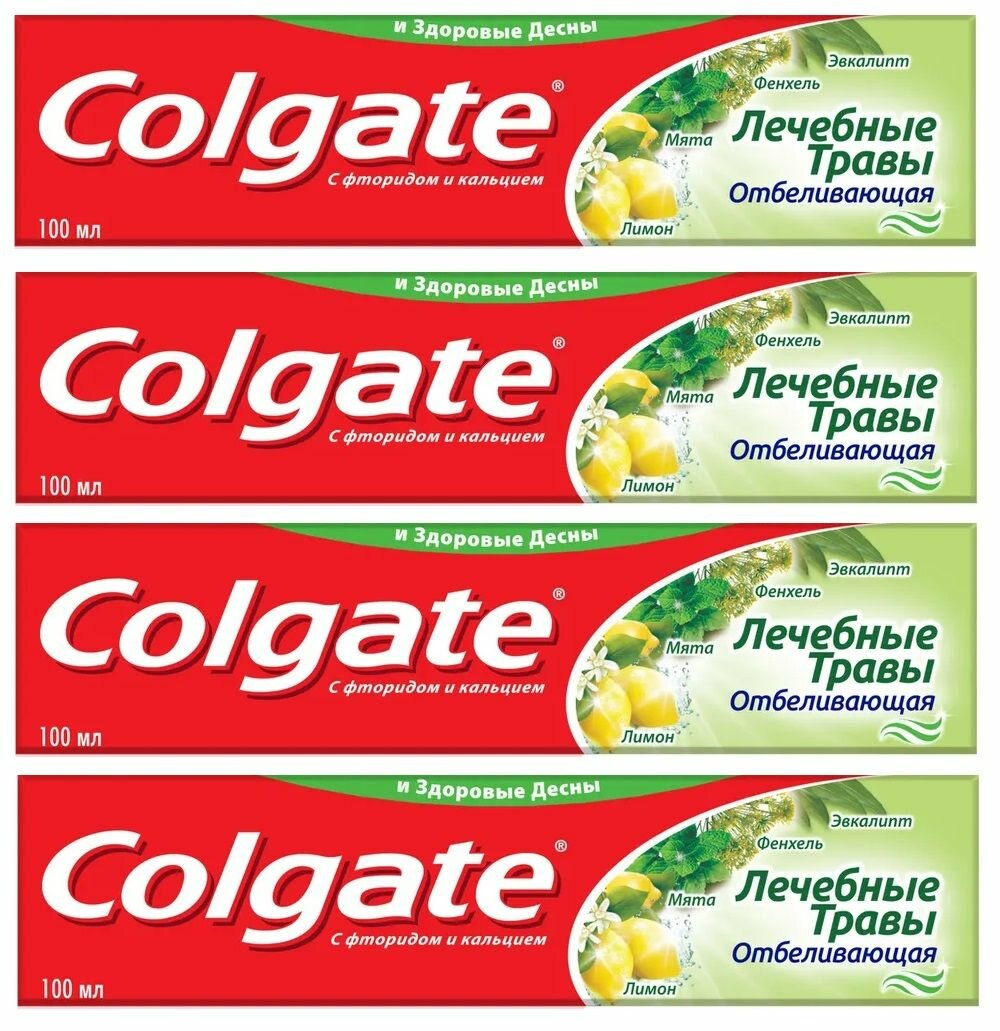 Зубная паста Colgate, Лечебные травы, отбеливающая, 100 мл, 4шт