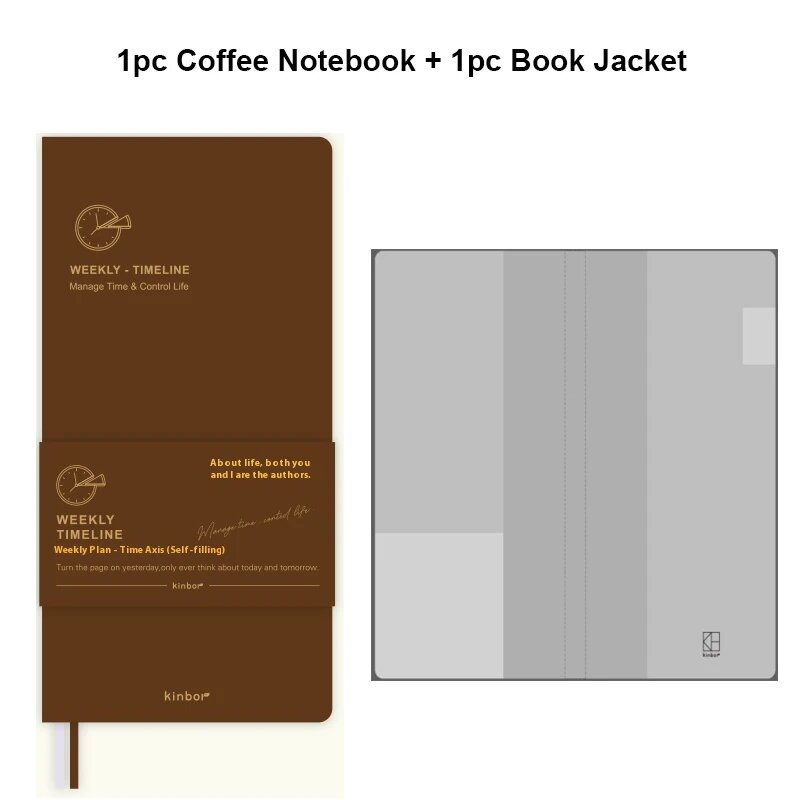 Еженедельный планировщик Kinbor Self-Filled Weekly Plan Timeline Коричневый, Brown Notepad Set