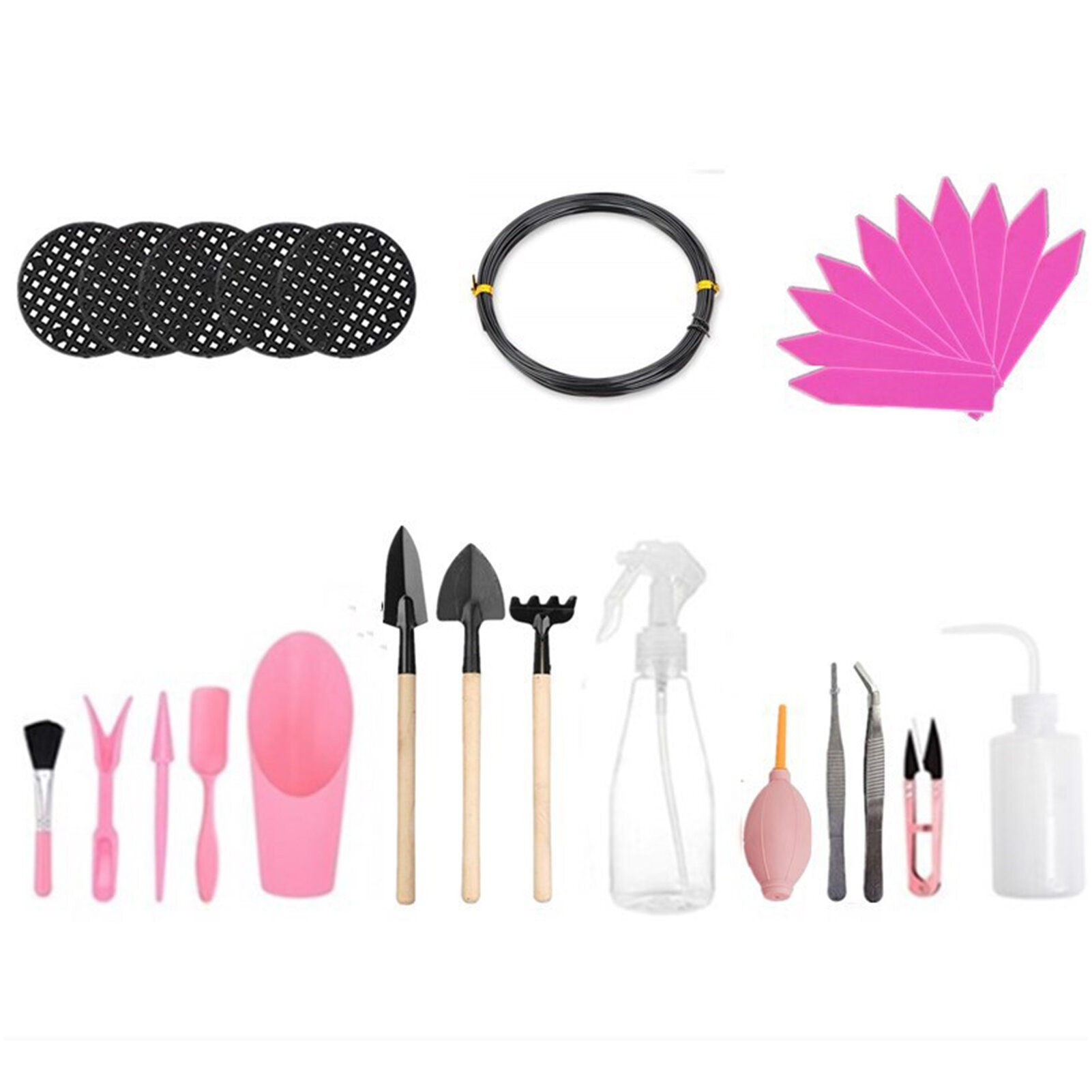 30 пксы Инструменты для Суккулентов Миниатюрный Набор для Трансплантации Мини-Гарден Инструменты для Посадки и Ухода Лессёр Клева Лопаты Бутылка для Поливки Метки для Растений Розовый Синий Деревянный Стальной Пластиковый