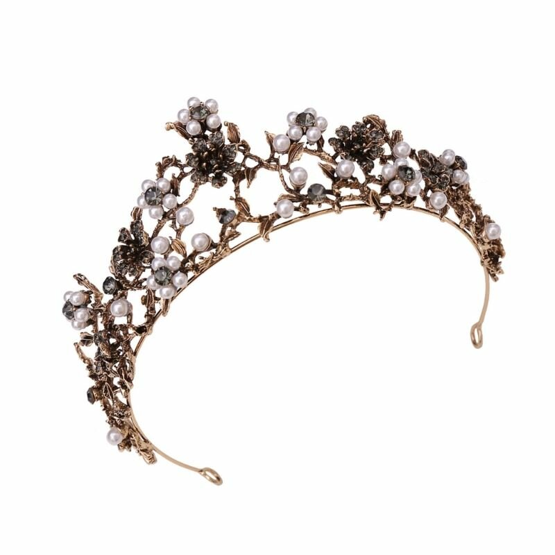 Аксессуары для волос с бриллиантами в виде цветов и листьев свадебного платья-ancient KC gold плюс прозрачные черные бриллианты