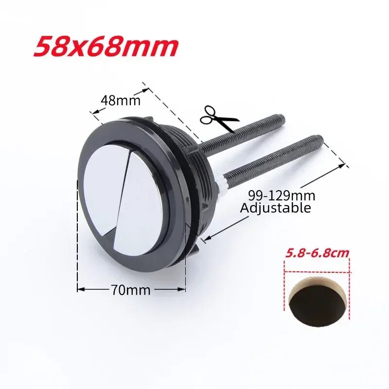 1 шт, 38-58 мм, двойной смыв, кнопка для унитаза, смывной клапан для унитаза, круглая форма, кнопочный переключатель для туалетного столика, аксессуары для ванной комнаты