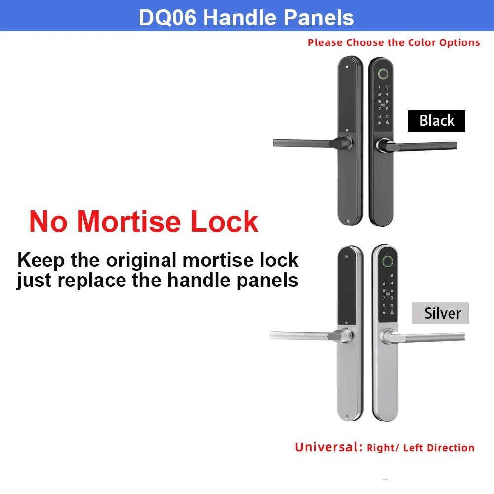 DQ06 Панель ручки, Черный, No mortise