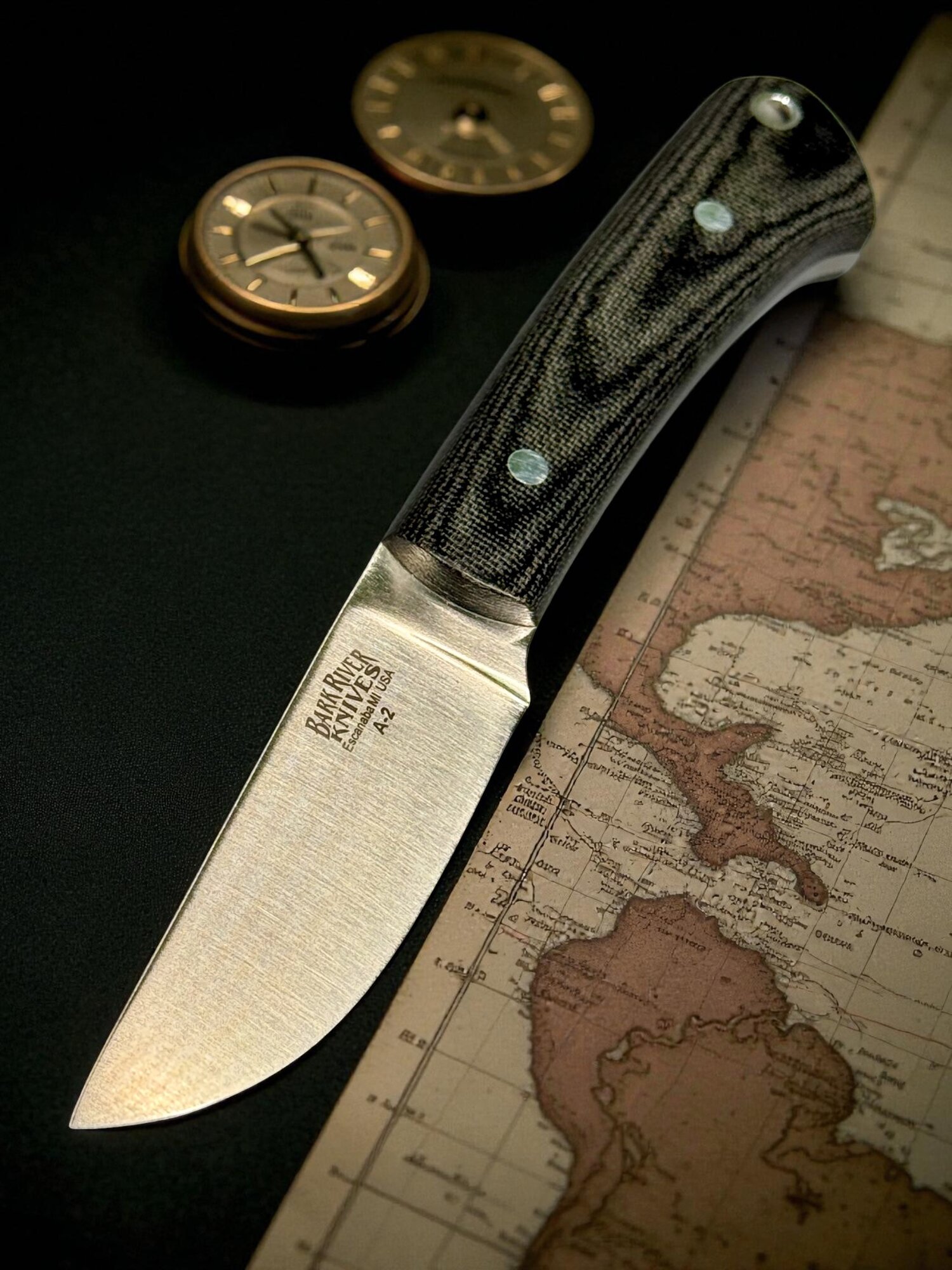 Нож Bark River BA112MBC Woodland Special, A2 Blade, Black Canvas Micarta Handle