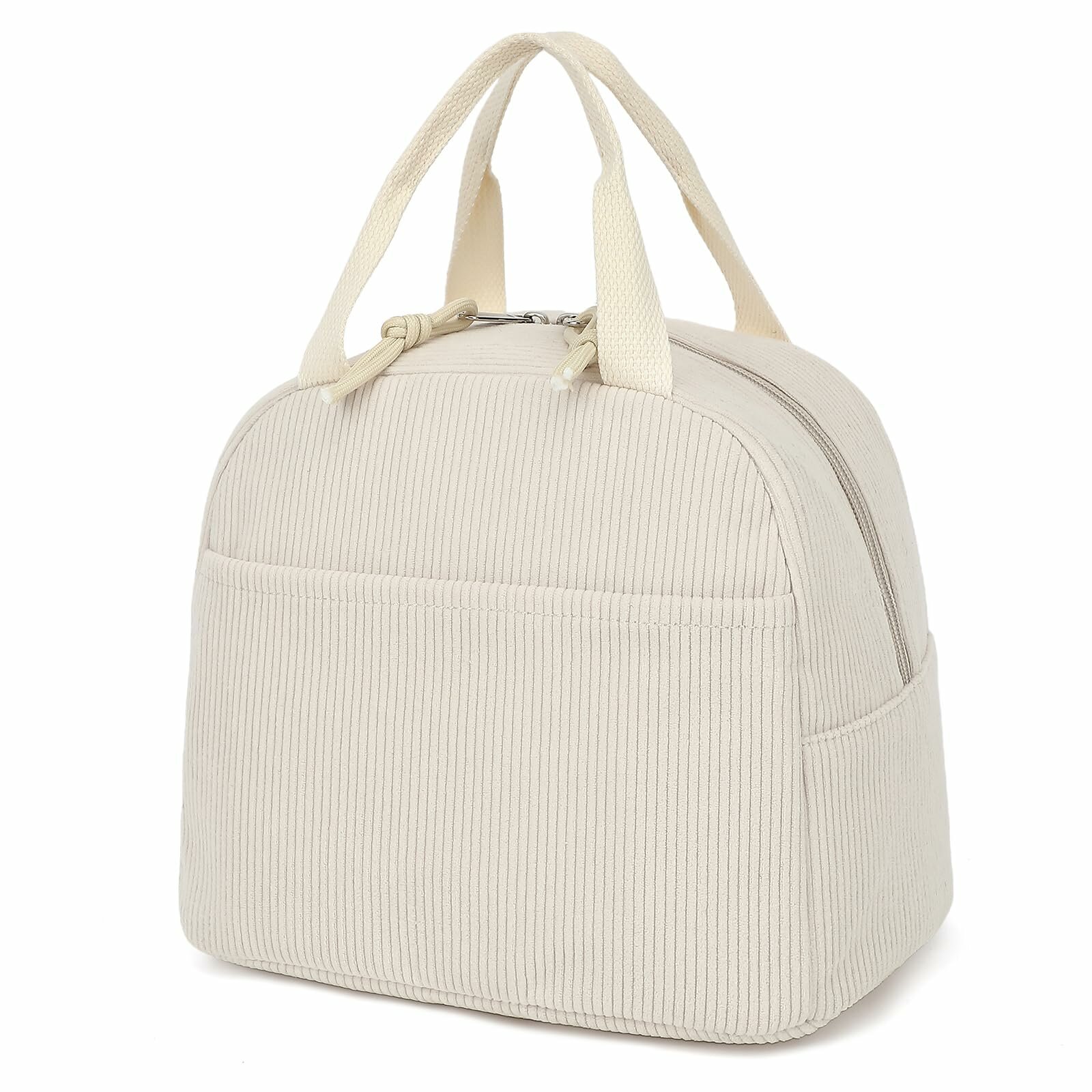 Кордуровый ланчбокс для женщин и девушек, термоборты для обедов многоразовые утепленные, для пикника, школы, работы, путешествий, бежевый цвет, размер 10.6 дюймов × 7.8 дюймов × 8.3 дюймов (длина × ширина × высота), материал внешний - высококачественный