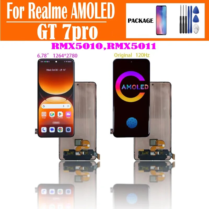 Оригинальный 6,78 "AMOLED для Realme GT7 Pro GT 7 Pro RMX5010, RMX5011, сенсорный ЖК-дисплей для Realme GT7 Pro, замена дисплея