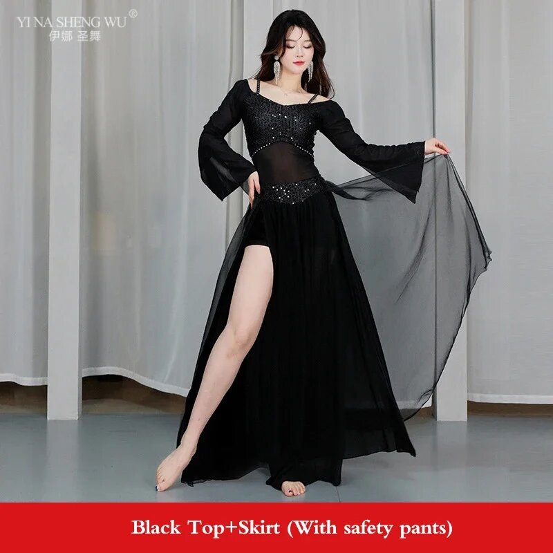 Юбка для танца живота YI NA SHENG WU, черная, полиэстер Черный, XL, Black