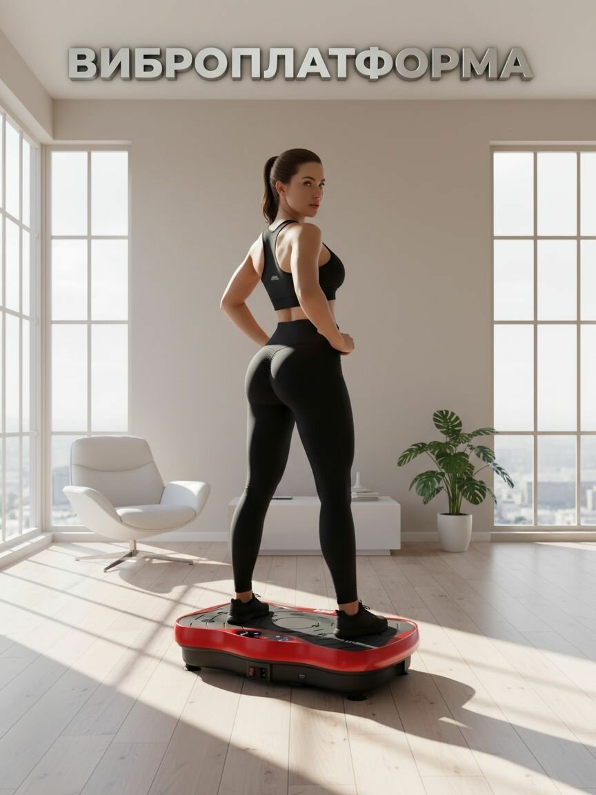 Виброплатформа тренажер для похудения женский с эспандерами комнатный