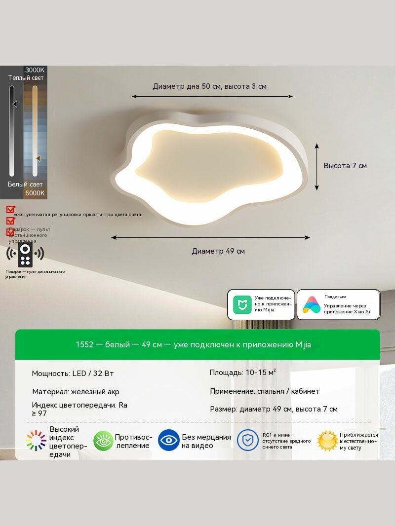 Потолочный светильник Nordic cloud (подключен к приложению Mijia)