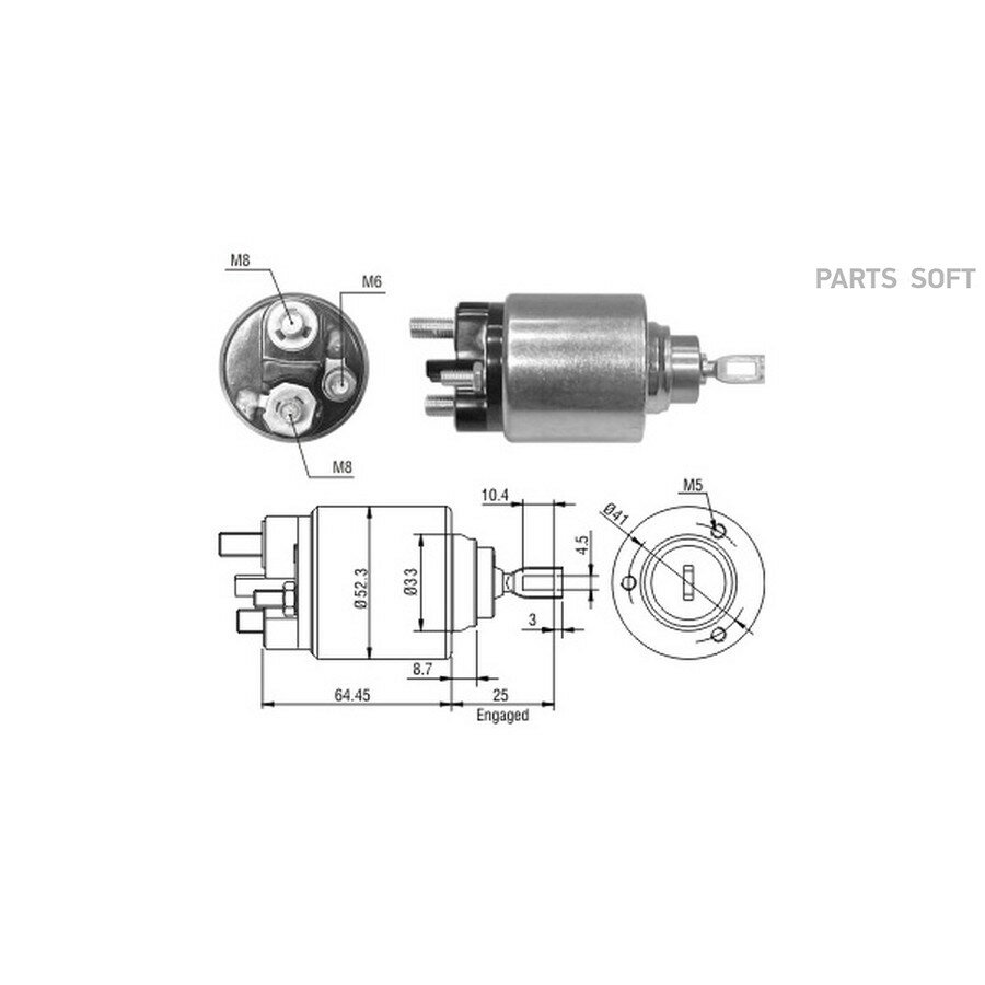 Реле втягивающее стартера Ford Fiesta lV/Focus l, ll, C-Max/Fusion//Volvo C30/S40 ll/V50 от официального дистрибьютора, ERA, артикул ZM1371