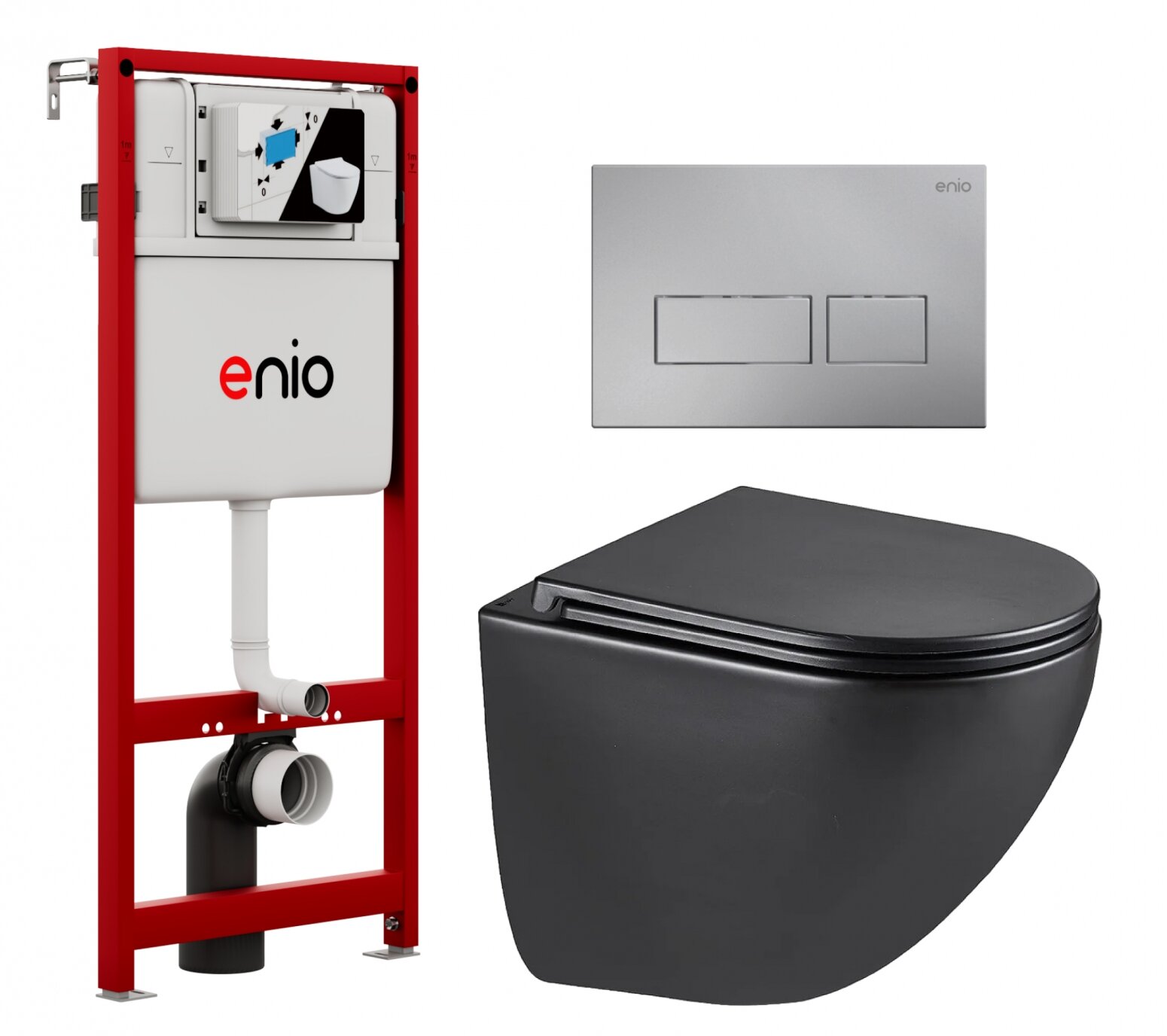 Комплект 3 в 1 инсталляция Enio Profi EN7050050 + Унитаз подвесной Lemark Glazer 9612004 + кнопка хром матовый Linea