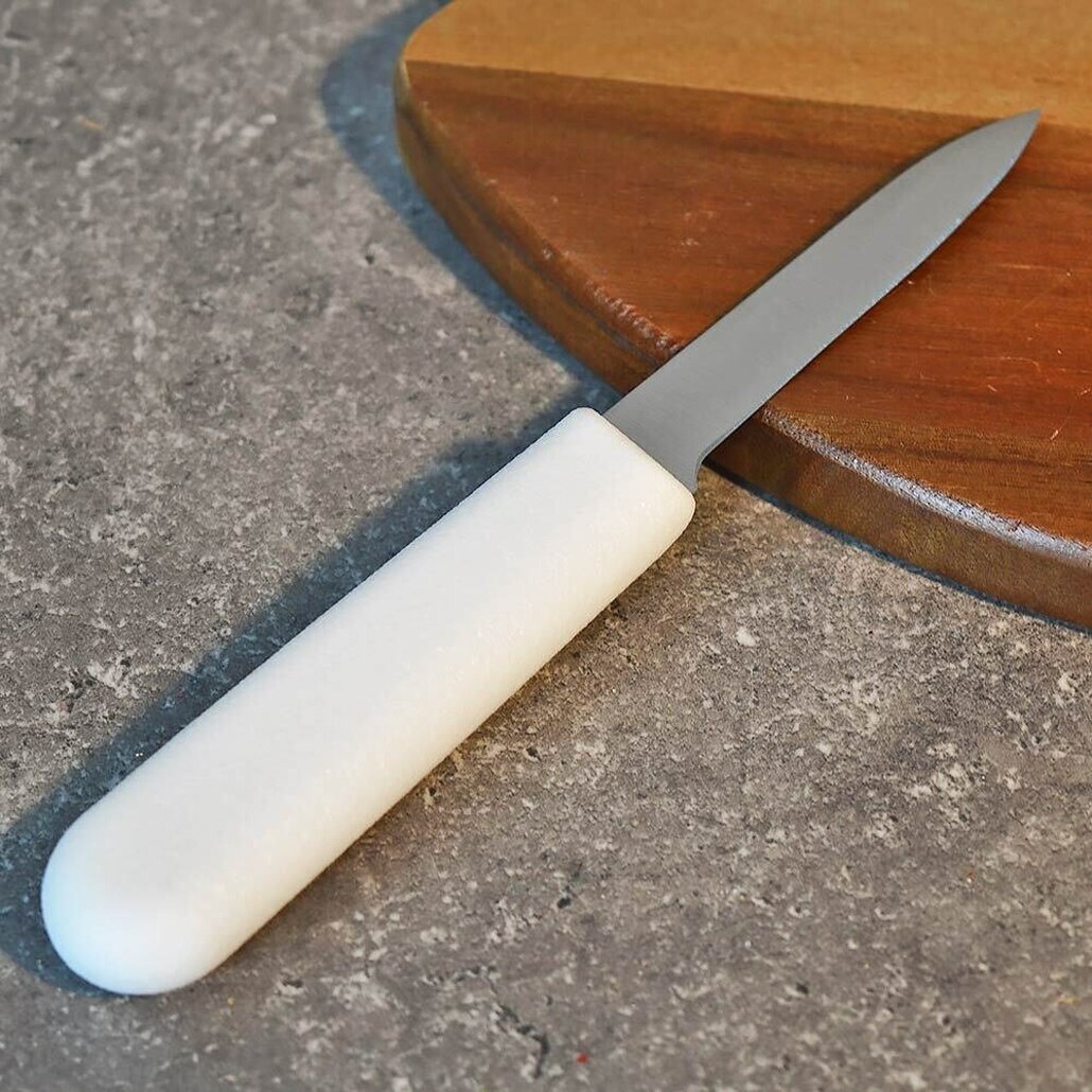 Нож овощной 8 см "Professional Master", ручка пластик белый, лезвие сталь, для чистки овощей