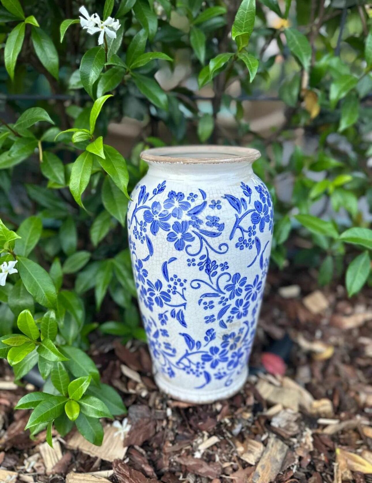 Ваза керамическая декоративная в стиле прованс для синих цветах лазурит красивый подарок к любому празднику Высота 30 см