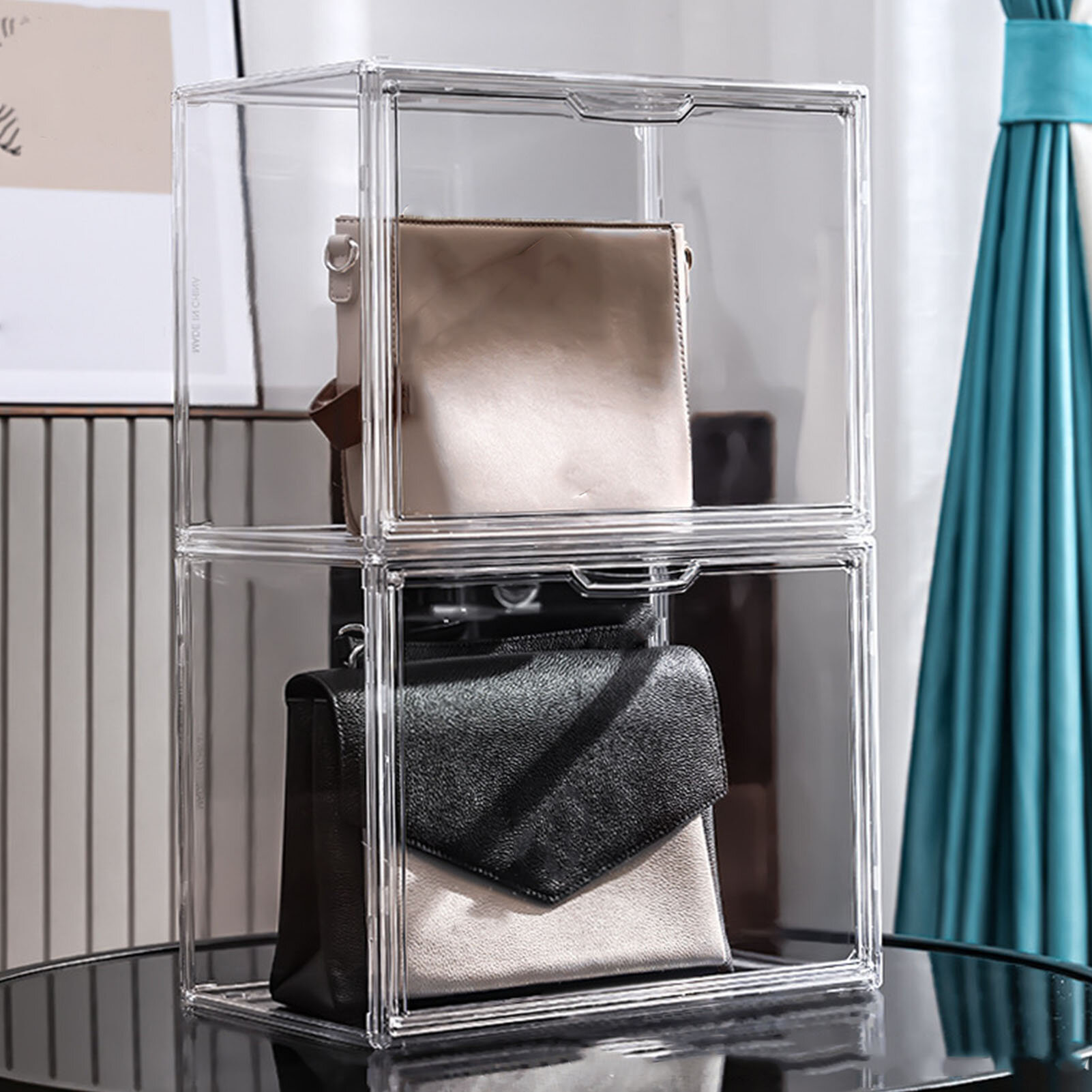 Clear Display Box Dustproof Large Capacity Front Open Transparent Storage Case for Book Toy Handbag L 36x22x27cm / 14.2x8.7x10.6in