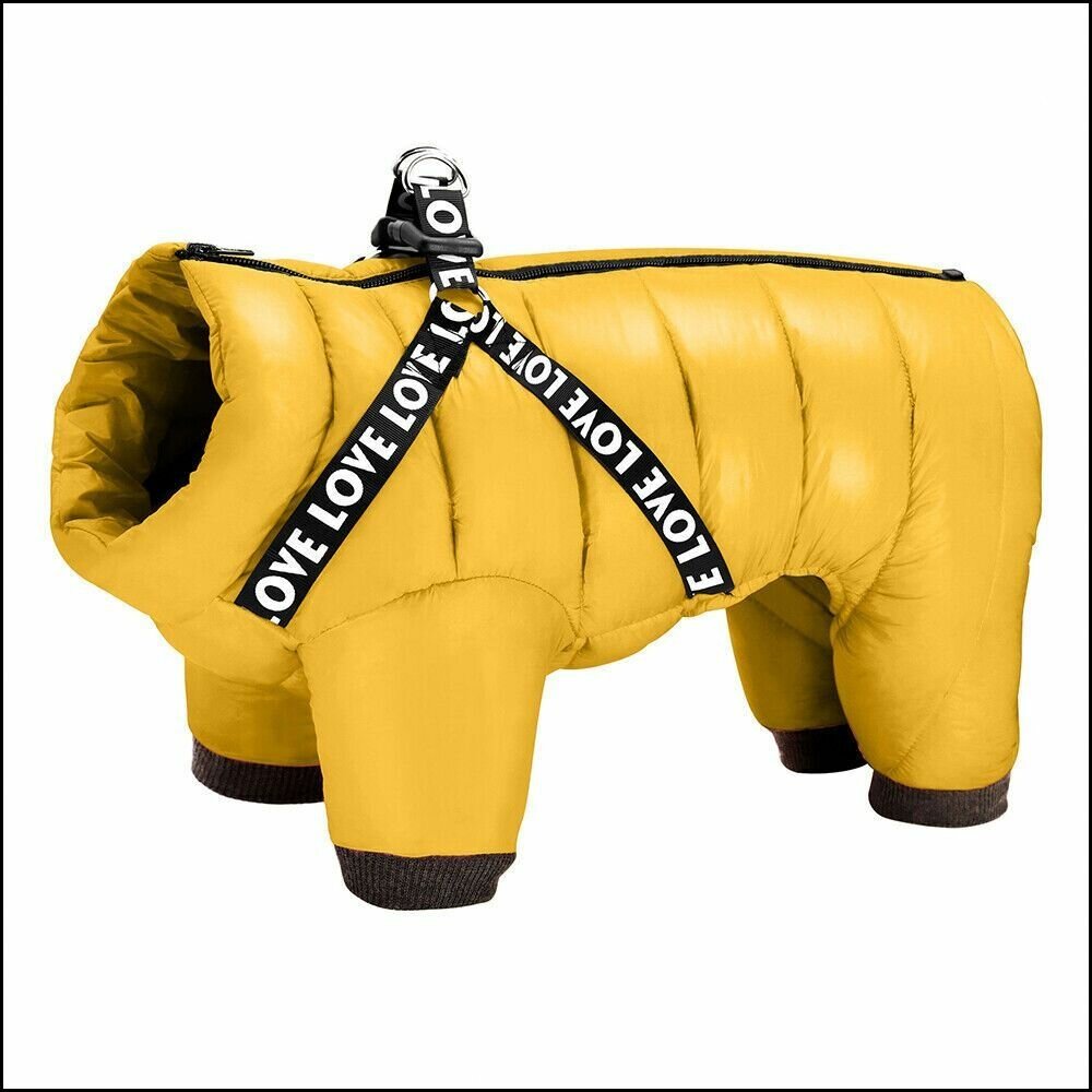 Эксклюзивный желтый комбинезон Arnydog с шлейкой, размер L 34 см