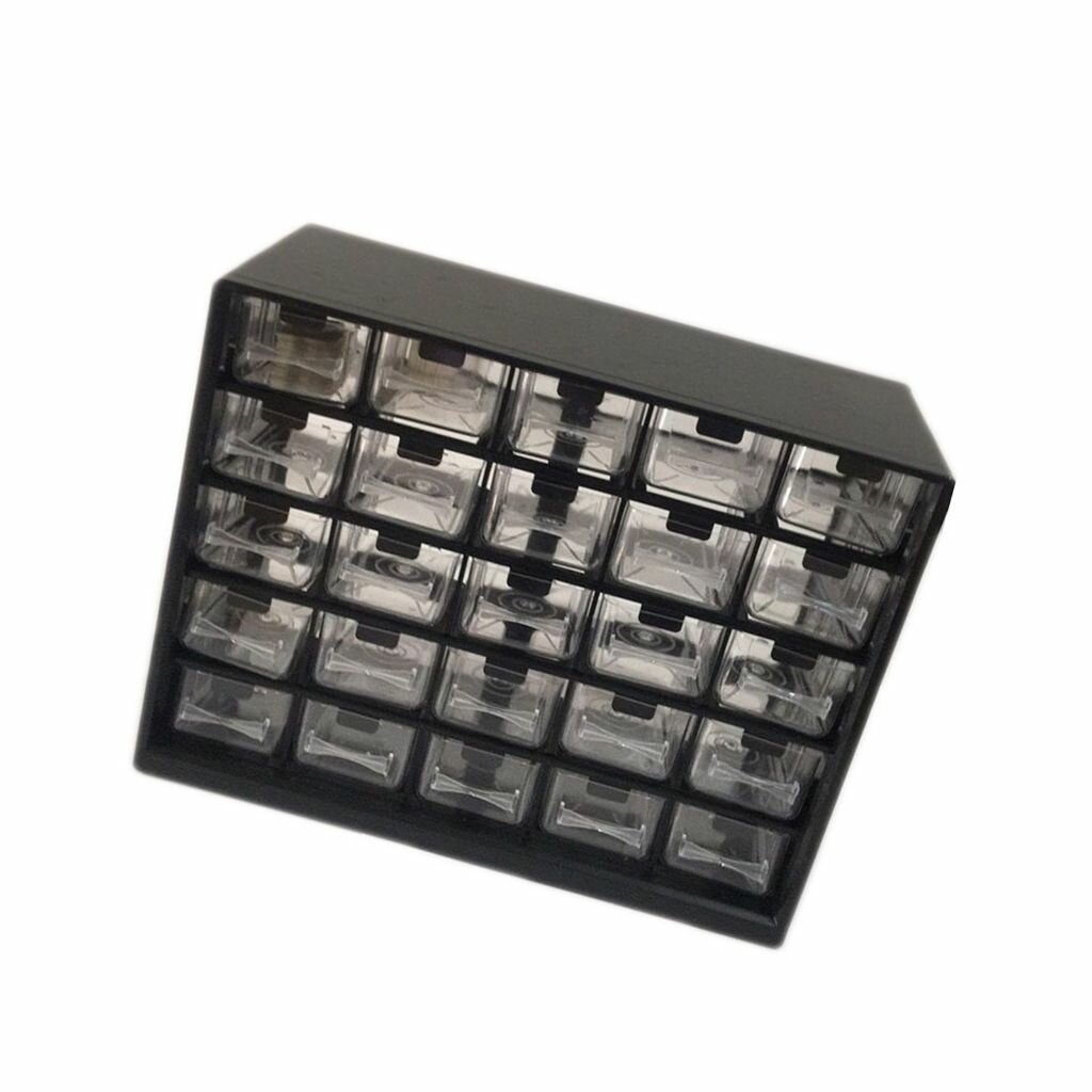 Ящик для хранения, (1шт) 25шт прозрачный ящик типа контейнера, коробка для деталей может быть отделена от шкафа для хранения, коробка для классификации оборудования-черный