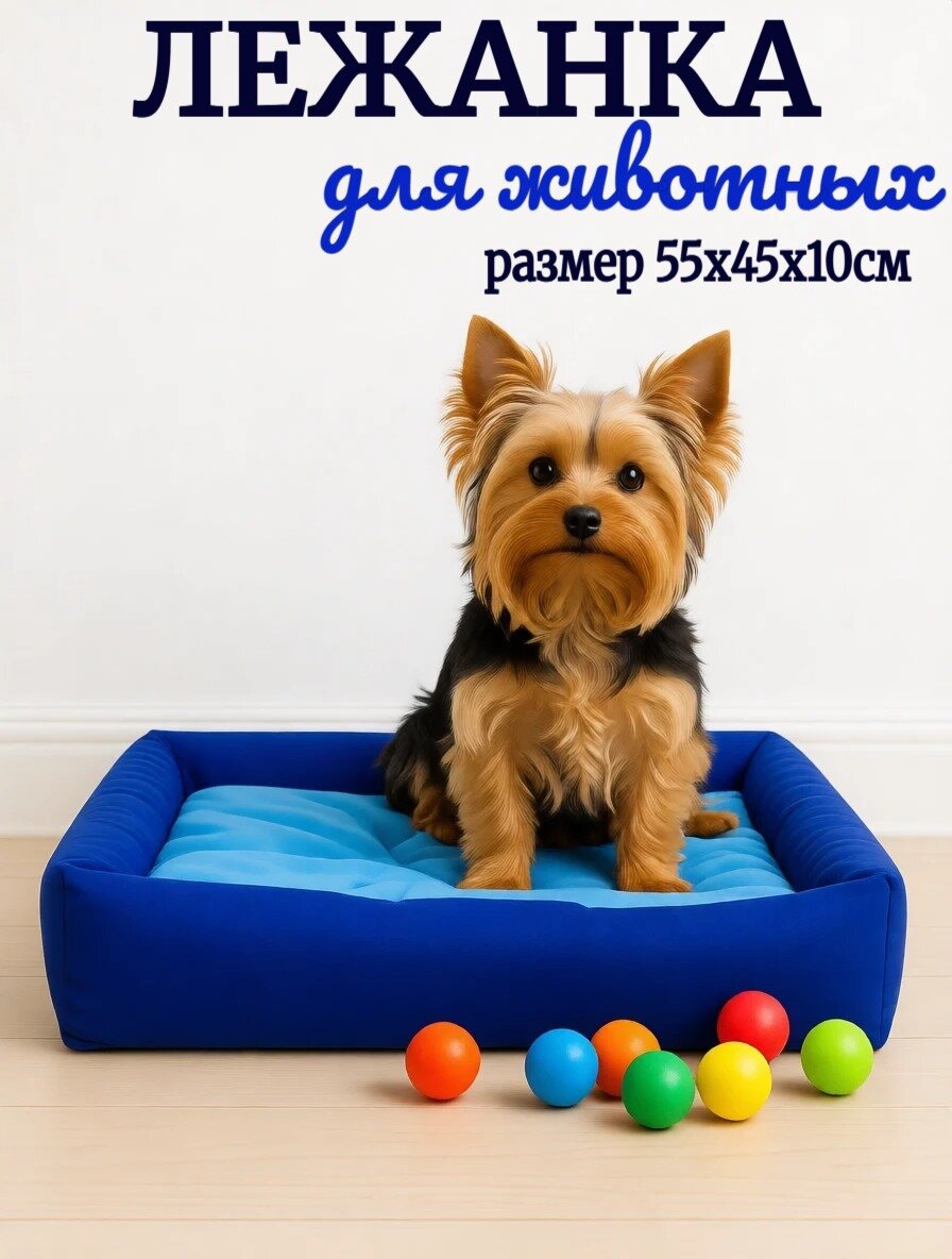 Лежанка для кошек и собак средних и мелких пород синяя, 55x45 см