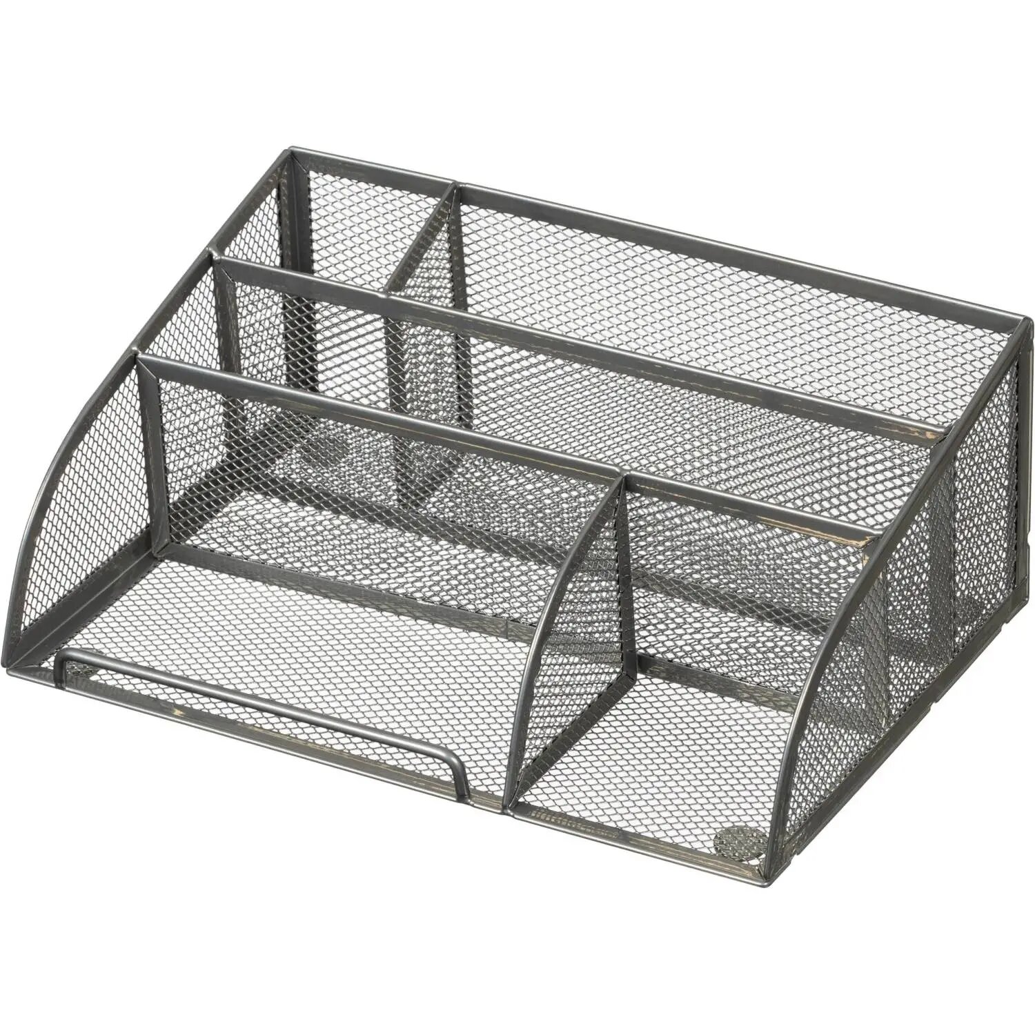 Подставка-органайзер д/канц. мелочей Комус 5отд мет сетка 255х180х105мм сере