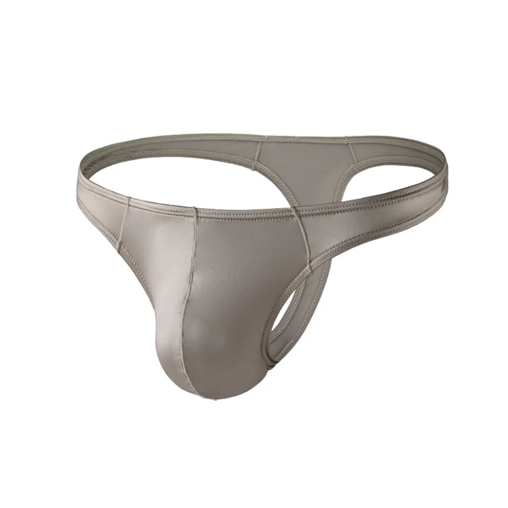 Мужские атласные стринги белые XL, Серый, Grey
