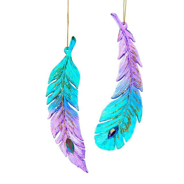 Набор елочных игрушек Перья - Anima Pavone 17 см, 2 шт, подвеска, Kurts Adler, T3232-набор