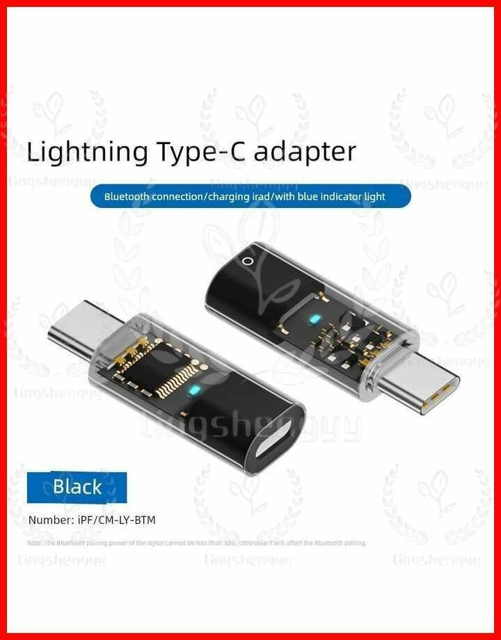 Адаптер Apple Pencil Bluetooth Type-C Lightning (чорний, для 1, iPad 10