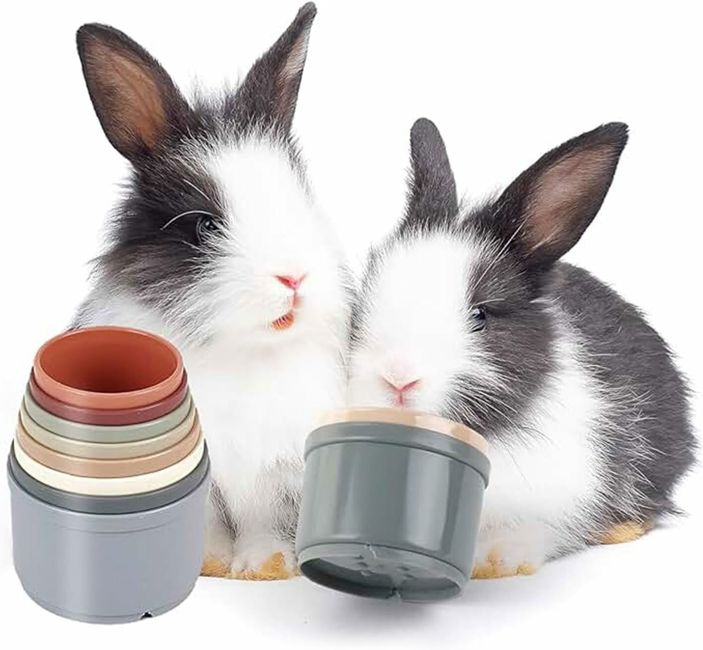 Набор игрушек для кроликов из 12 предметов, в котором есть миски с игрушками для игр и кормления кроликов и мелких животных