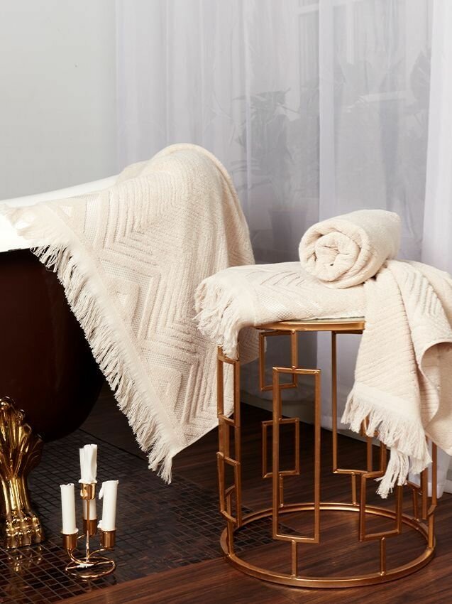 Полотенце махровое релакс, 100% хлопок, 100x160см, цвет беж. STENOVA HOME