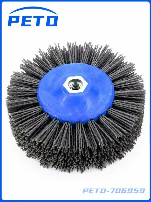 Нейлоновая щетка дисковая Д140 P80 ворс полимер абразив по дереву на УПМ УШМ (болгарка) для браширования и шлифовки (код 1-105)